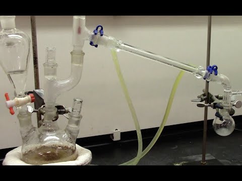 Steam distillation and extraction of eugenol from cloves.