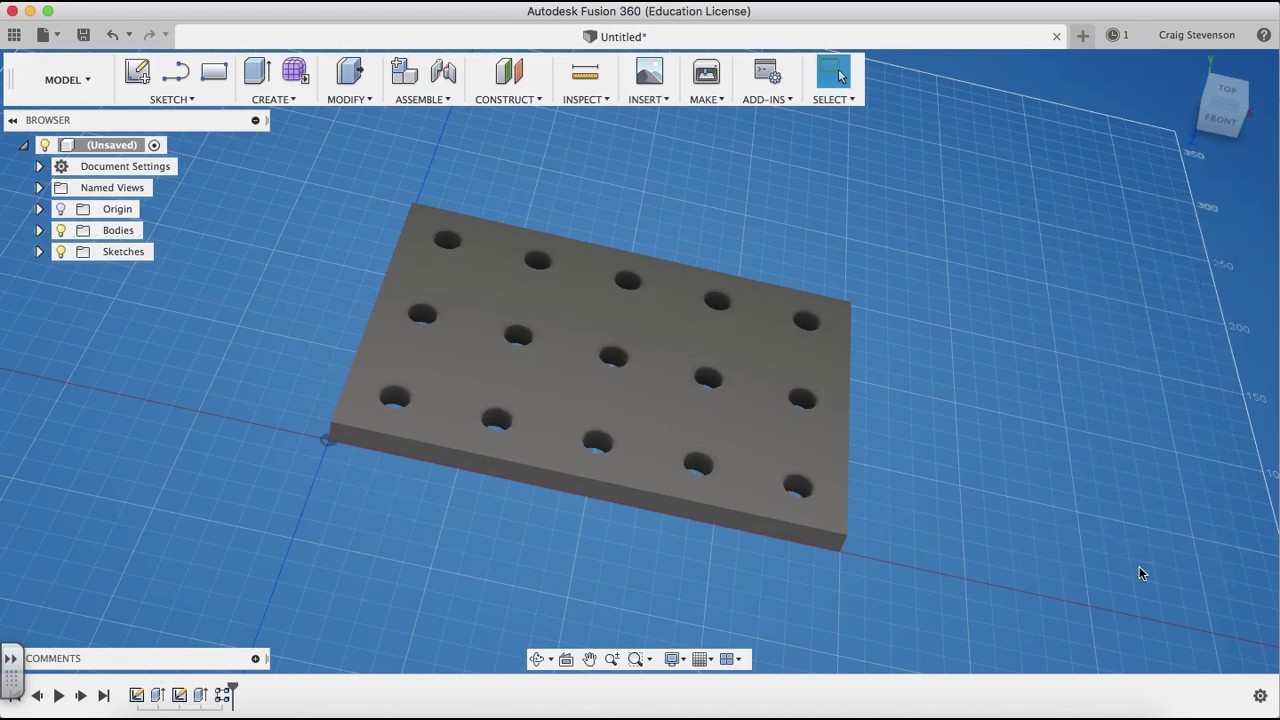 3D CAD with Fusion 360 - Rectangular pattern