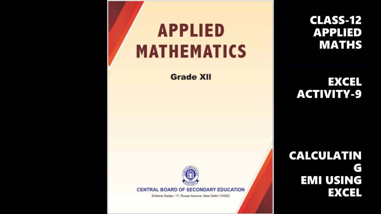 CLASS 12 -APPLIED MATHS -EXCEL ACTIVITY -9- 