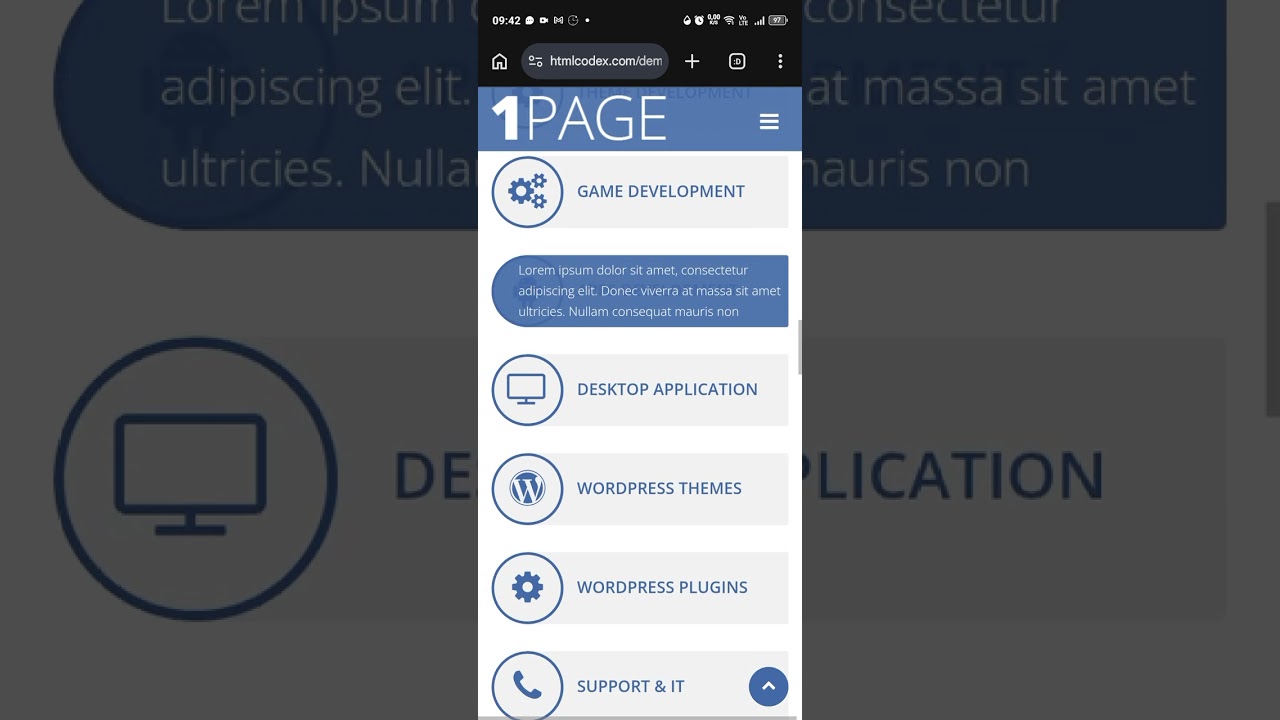 one page HTML template test