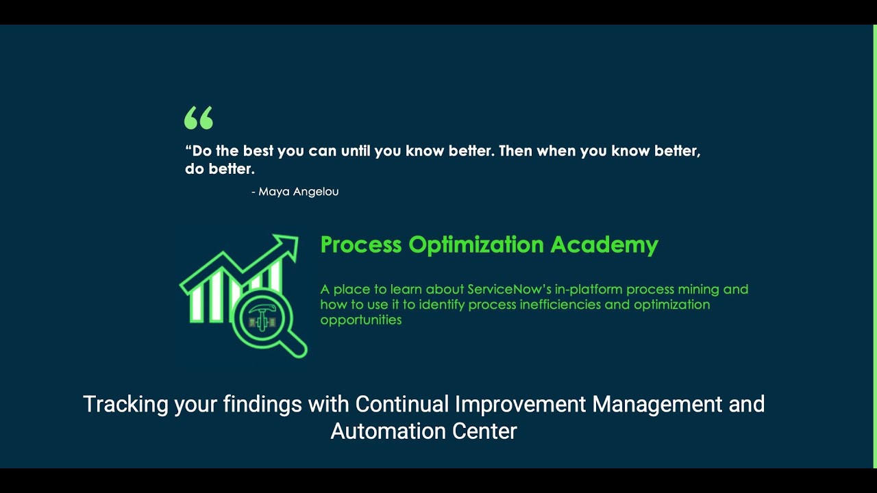 Process Optimization Academy - Track your findings with Continual Improvement and Automation Center
