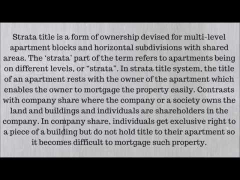 What Is A Strata Title?