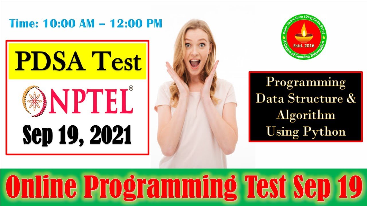 NPTEL Programming  Data Structures and Algorithm Using Python Online programming Test Sep 19 2021