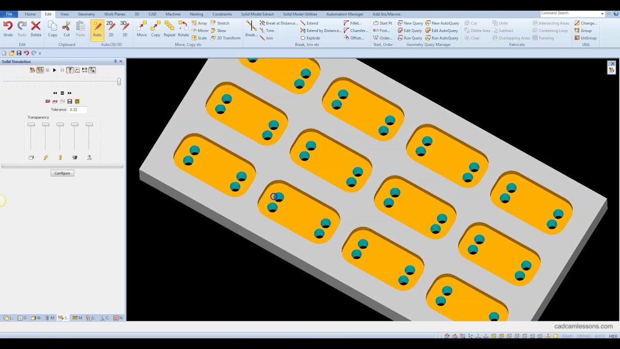 Alphacam - Toolpaths linear pattern