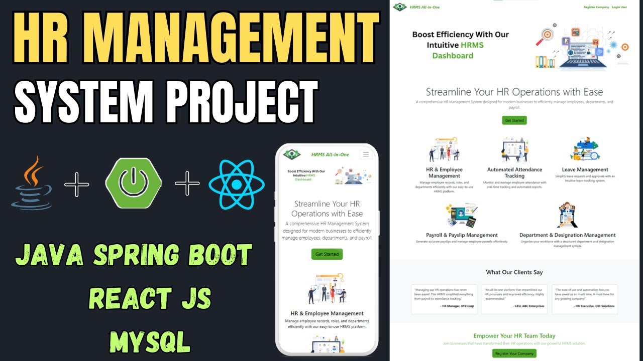 HR Management System Project in Spring Boot, React JS & MySQL | HRMS Java Full Stack Project