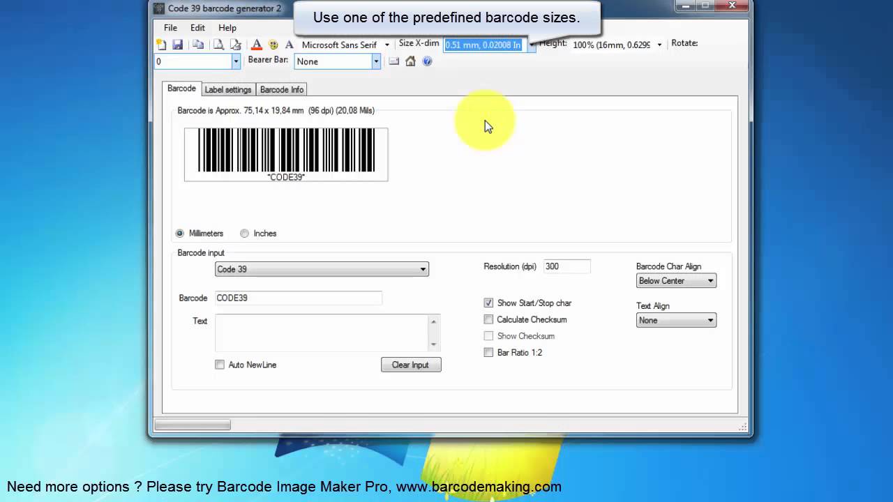 Code 39 barcode generator