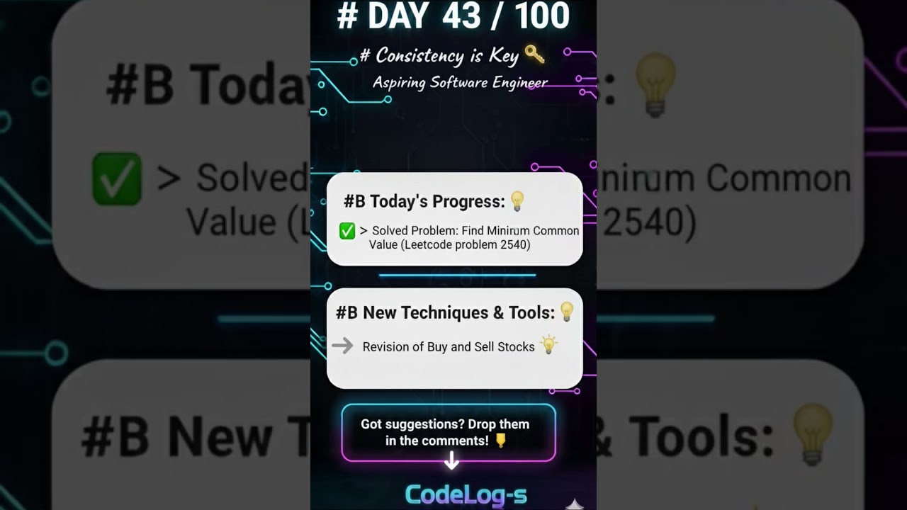 DAY 43/100 DAYS CODING CHALLENGE#100daysofcode #problemsolving #dsa #consistency #java #codeeveryday