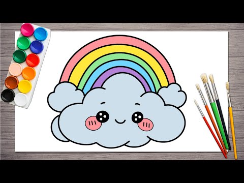 How to Draw Cloud with Rainbow | Cloud and Rainbow Drawing Tutorial | Cute Art for Kids