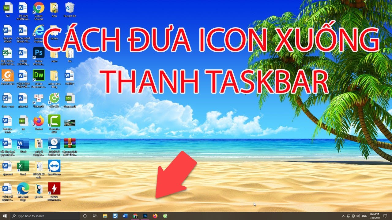 cách đưa icon xuống thanh taskbar trên máy tính