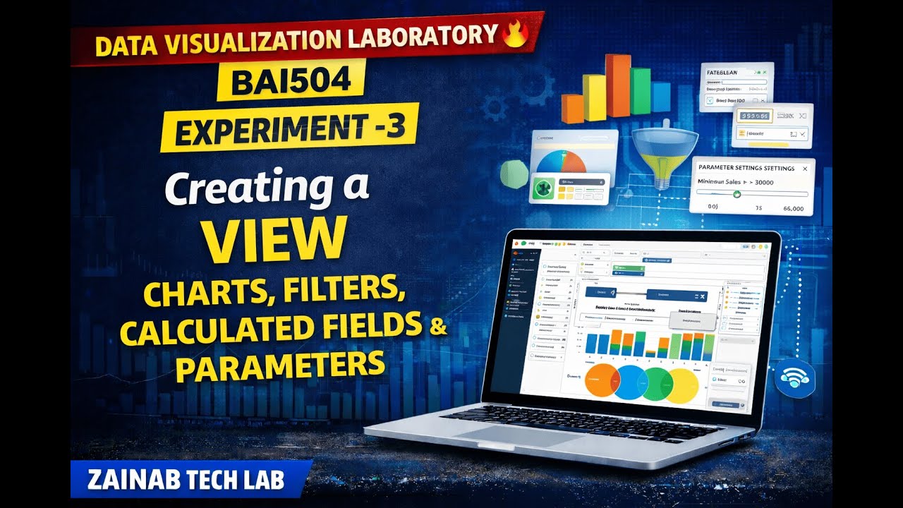 Experiment-3 | Data Visualization Laboratory BAI504 | Creating a View–Charts,Filters,Calculated |VTU