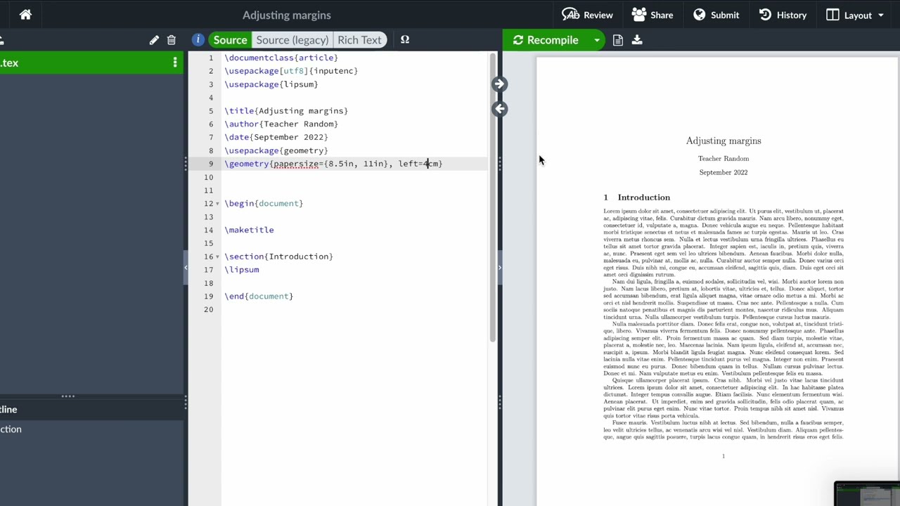 LaTeX tutorials: Geometry package  - Adjusting page margins and page size