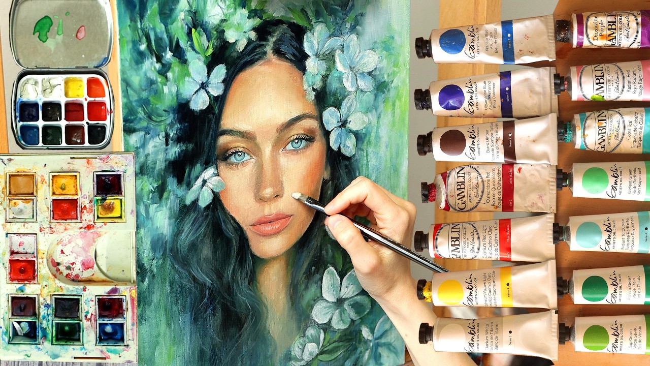 My favorite mixed media technique 🎨 ❤️ How I use watercolor + oil paint TOGETHER!