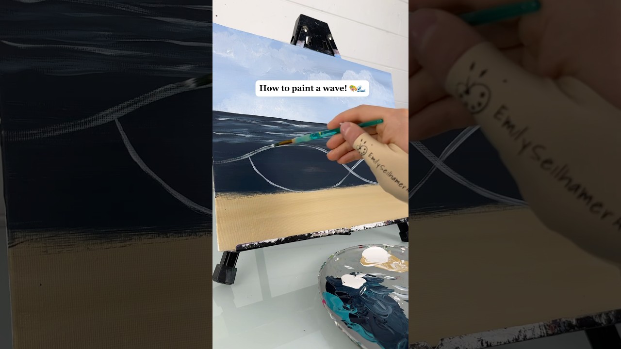 How to paint waves for beginners! 🎨🌊 #tutorials #easypainting #beachvibes #acrylicpainting