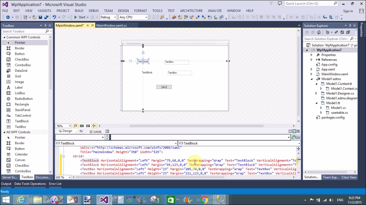 insert data into database using EDMX in WPF