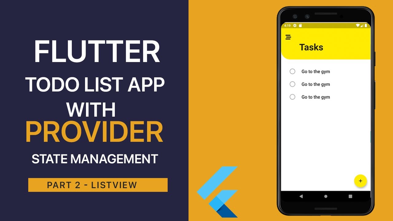 Flutter Tutorial - Todo App with Provider State Management Part2. ListView