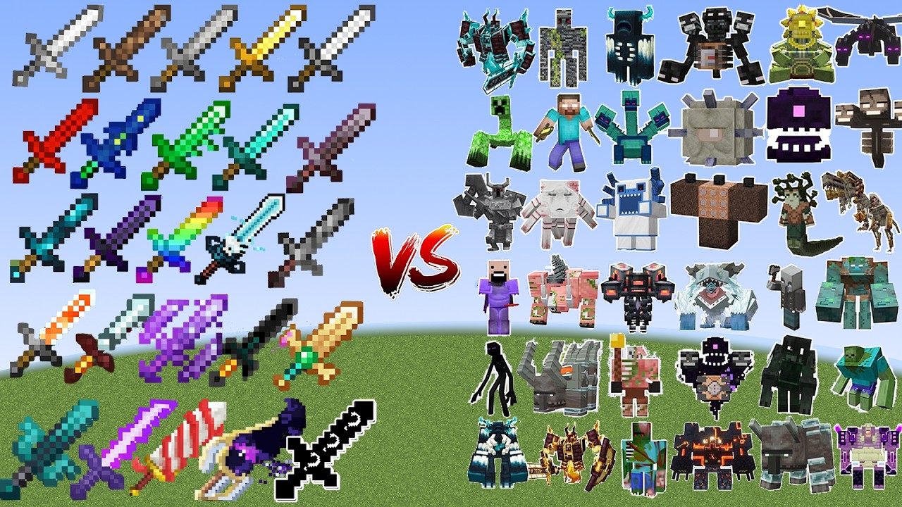 All Minecraft Swords vs All Bosses