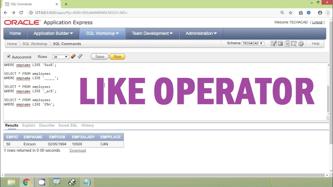 Oracle Tutorial - Like Operator