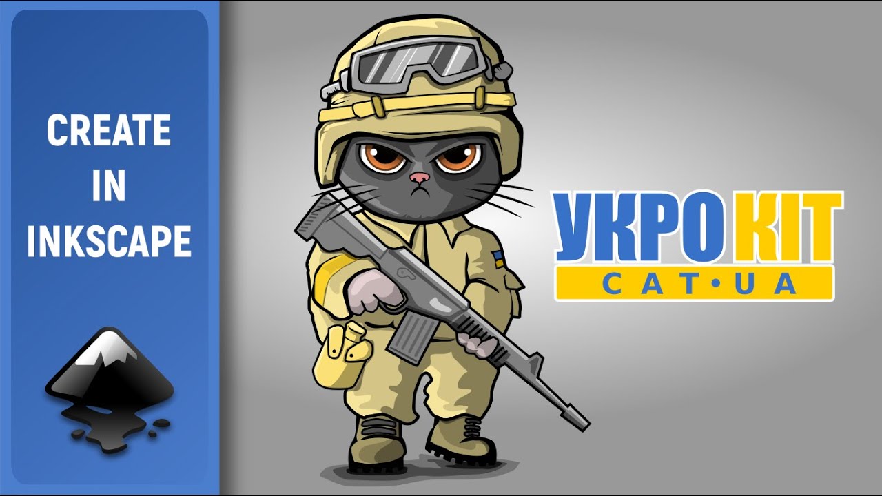 UKROCat  is a ukrainian cat soldier. Made in Inkscape