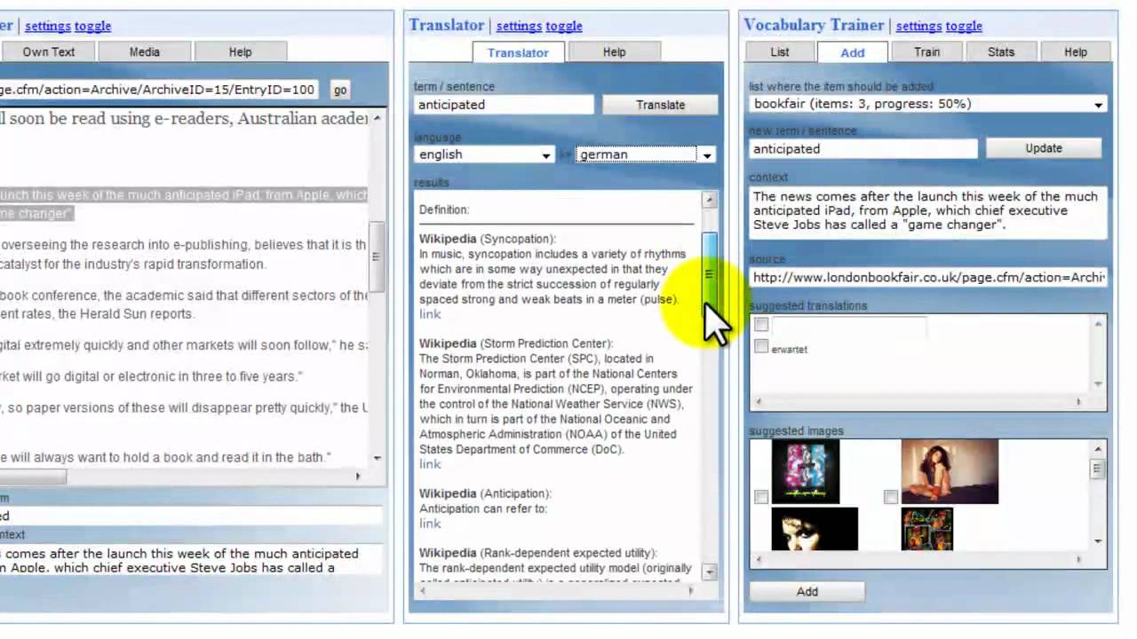 ROLE Project Language Learning Widgets
