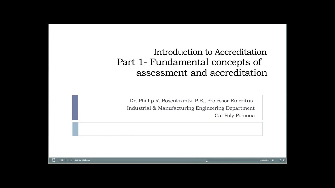 Accreditation Part 1 of 3 Principles of Assessment