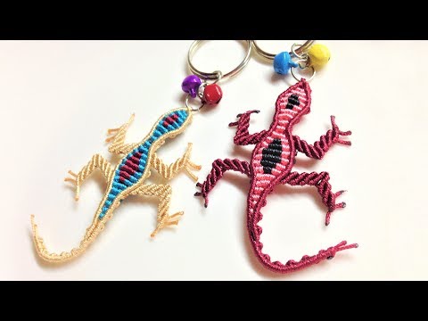 Macrame keychain tutorial - The simple lizard pattern - Hướng dẫn làm móc khóa con thằn lằn