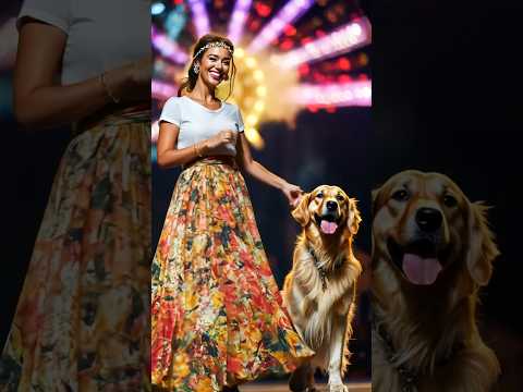 A woman and a golden retriever merge on AGT