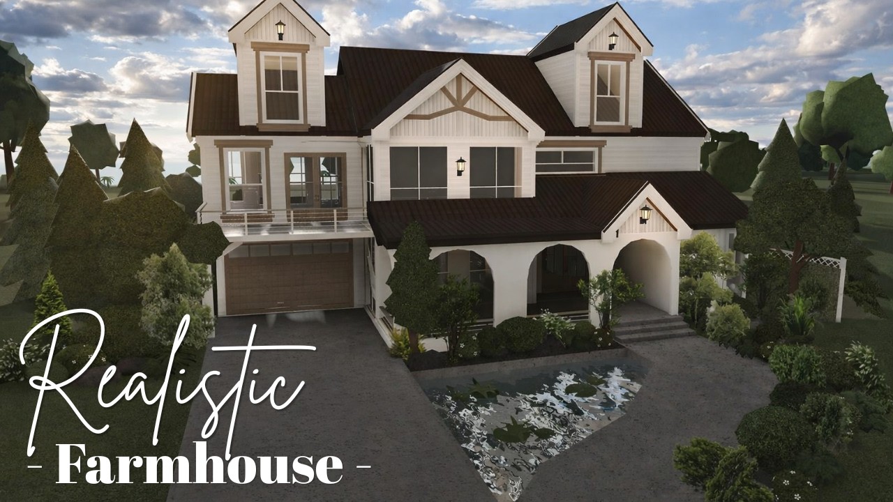 .ೀ  realistic two story family farmhouse 🌿 - bloxburg exterior build ꕤ˚₊⊹