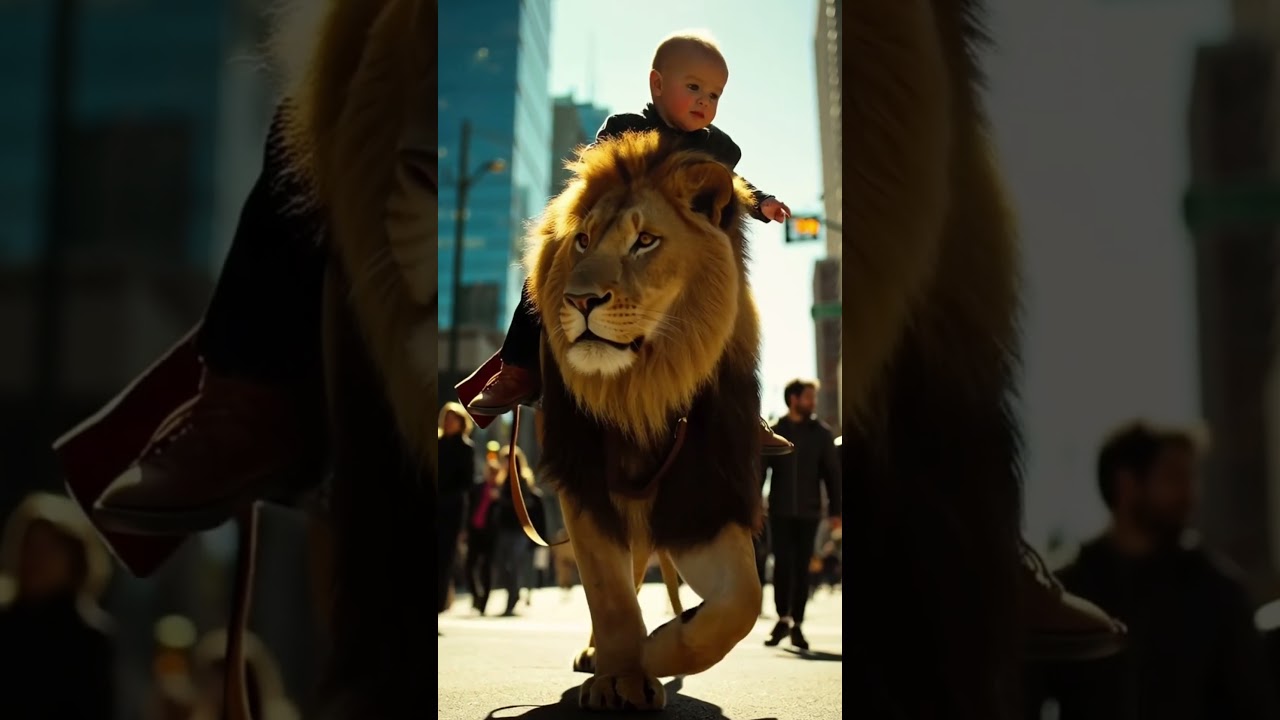 Cute AI Baby with Lion | AI Generated Fantasy Video |#ai #shortvideo #viral