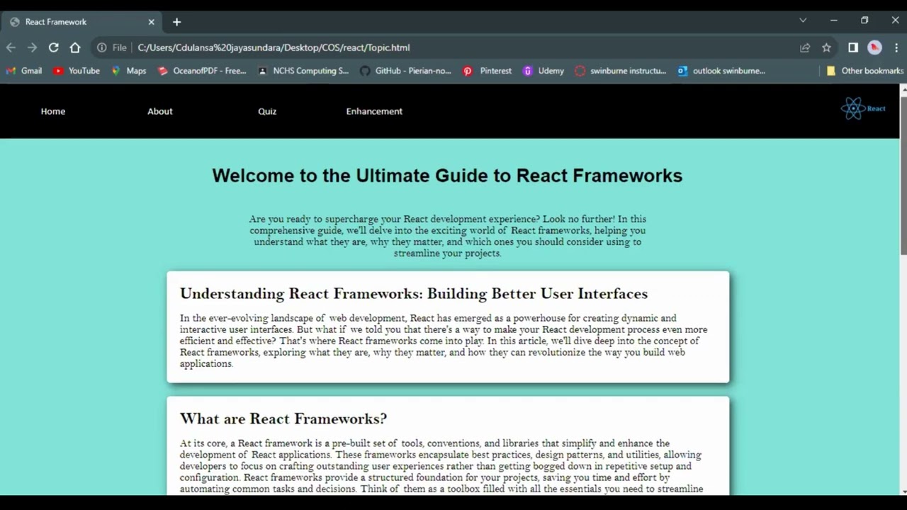 REACT FRAMEWORK - ASSIGNMENT 1