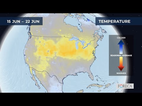 Monthly temperature forecast for the USA 6/4/2025