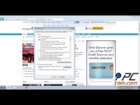 How to reset Internet Explorer to default settings?