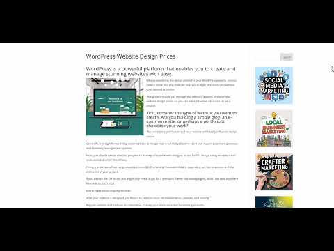 WordPress website pricing page.