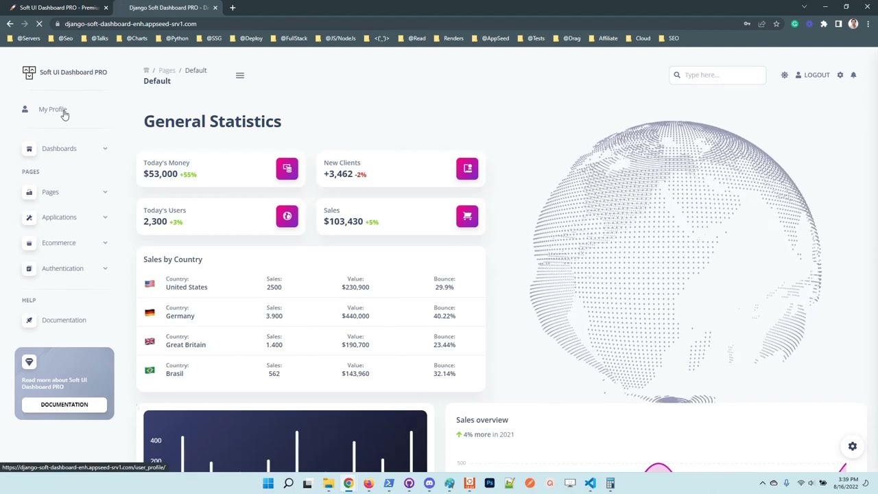 Django Soft Dashboard - OAuth via Github, Extended User Profile | AppSeed
