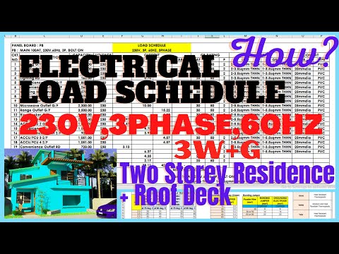 How to Create Electrical Load Schedule 230V, 3Phase in MS Excel / Schedule of Loads 3phase/ Tutorial