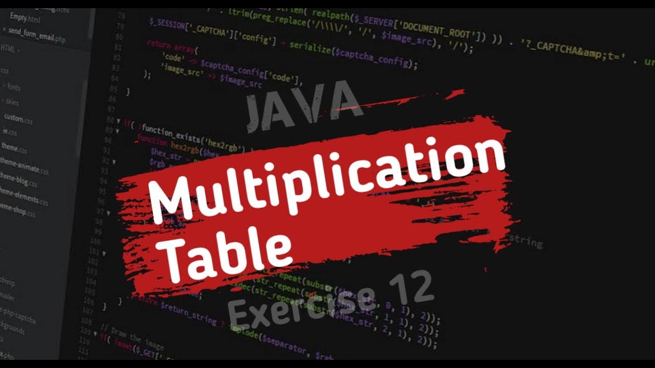 JAVA Exercise 12 : Multiplication table in java |