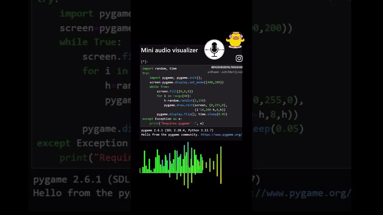Mini Audio Visualiser #python #audio #coding #visualizer #visualeffects #programminglanguage