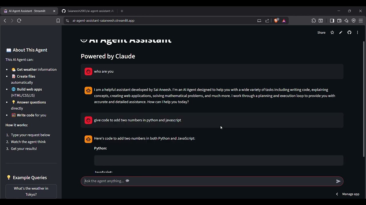 AI Agent Assistant Demo