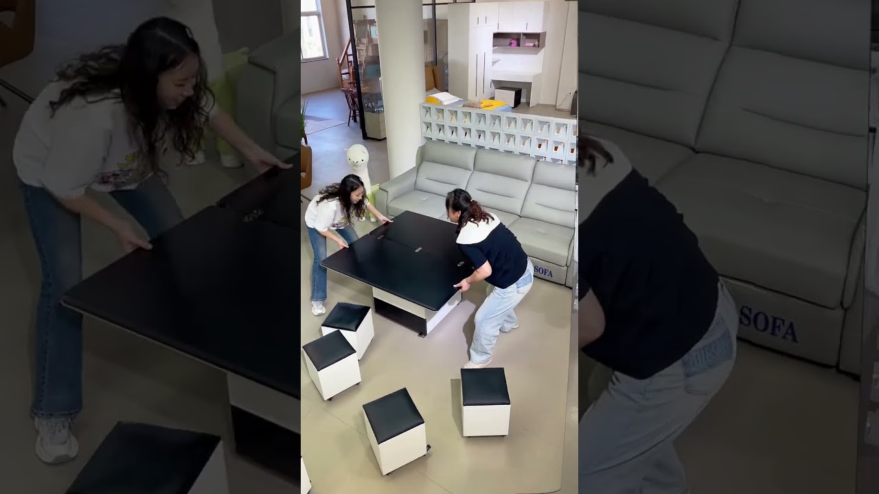 Functional coffee table + functional sofa bed is so practical, it is really suitable small families!