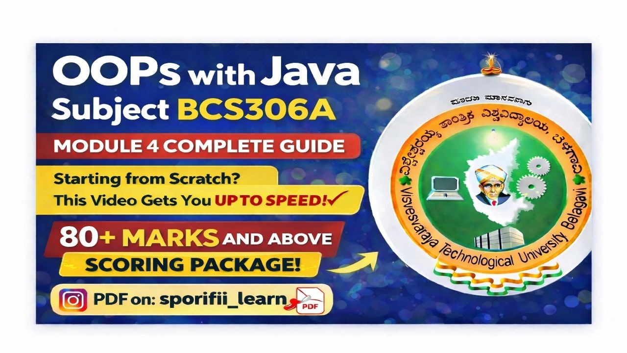 OOPS with Java – Module 4 | BCS306A💯Score 80+ Marks with This | VTU PDF on Instagram:@sporifii_learn