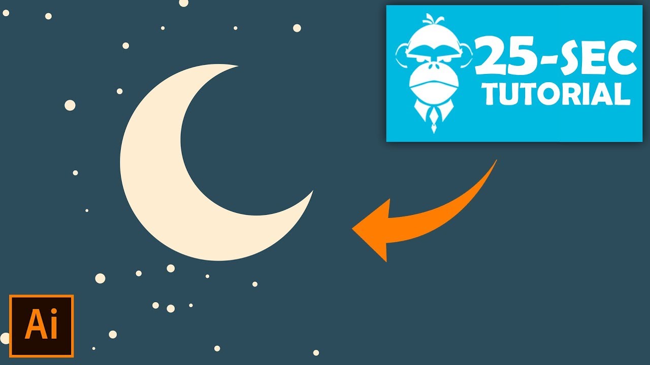 Flat Design Moon - Illustrator Tutorial