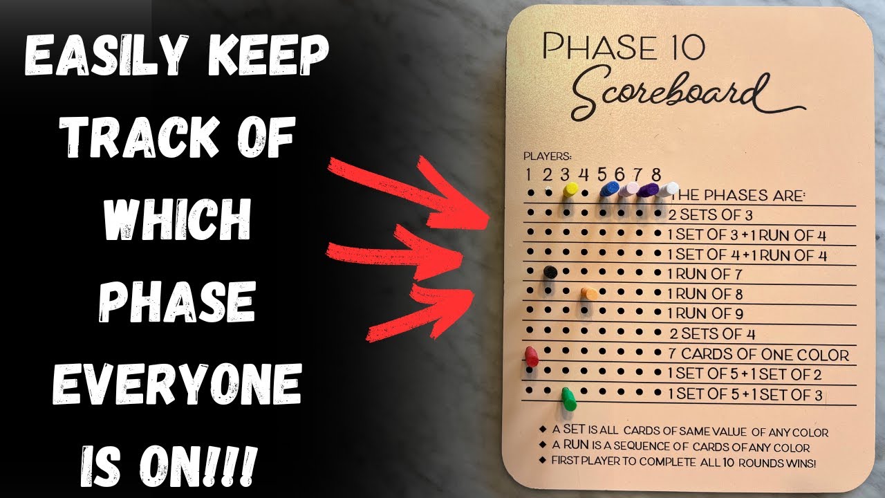 Phase 10 Scoreboard - easily keep track during the game!