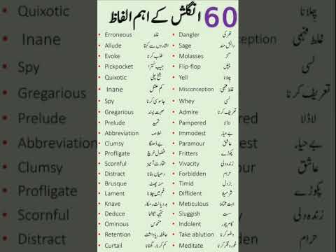 Engilish vital vocabulary with urdu meaning.