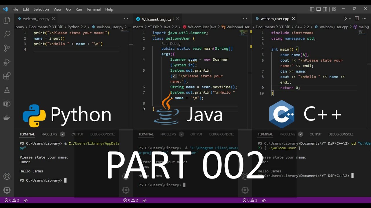 002. Python, Java and C++ | Running the Same Program: 
