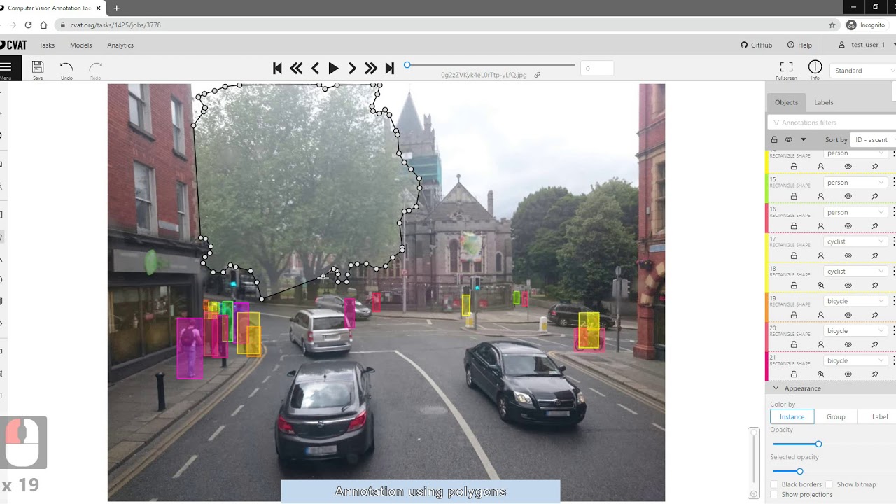 Objects annotation in CVAT v1.0.0