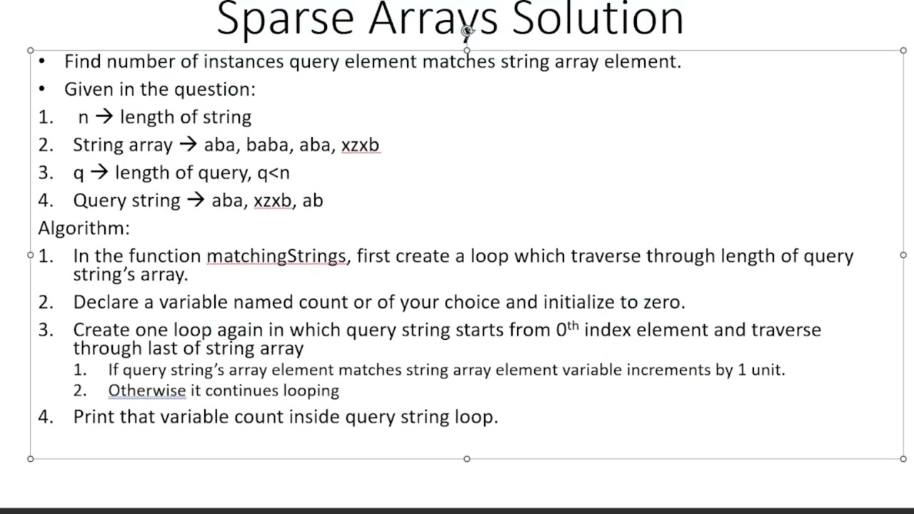 Hackerrank Sparse Arrays Data Structures Problem