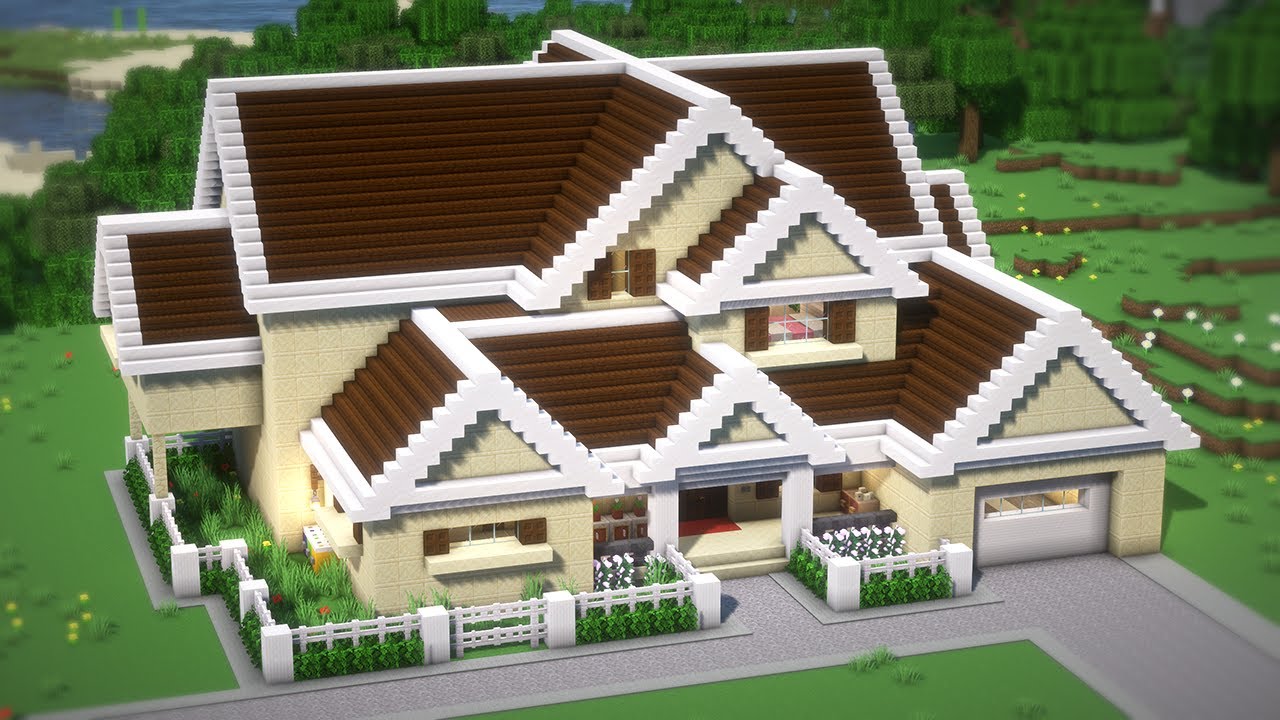Minecraft: How To Build a Large Suburban House Tutorial(#12) | 마인크래프트 ...