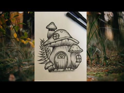 Pencil Mushroom House Sketch | Fantasy Drawing Tutorial for Artists