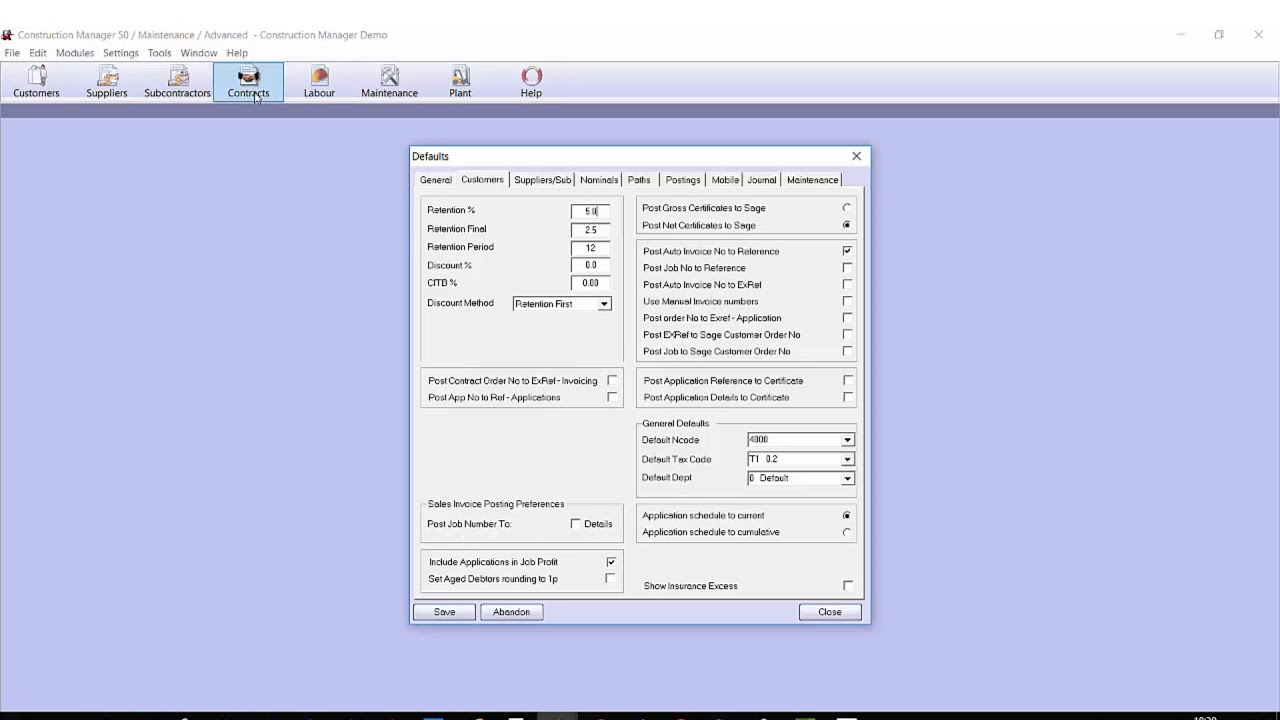 JNC Solutions Construction Manager- Basic Settings