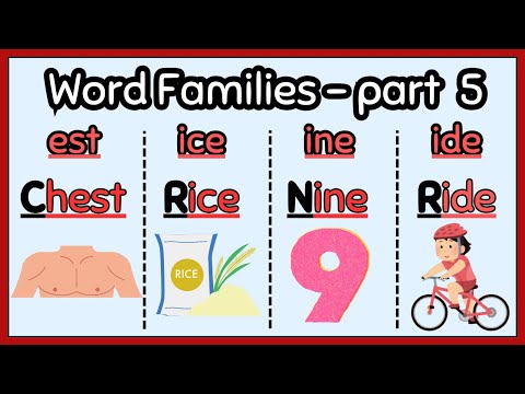 Word Families part - 5 | Word Families - est, ice, ine, ide words | Word Families with spellings