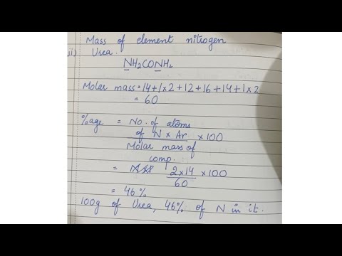 Mass of element nitrogen in Urea NH2CONH2